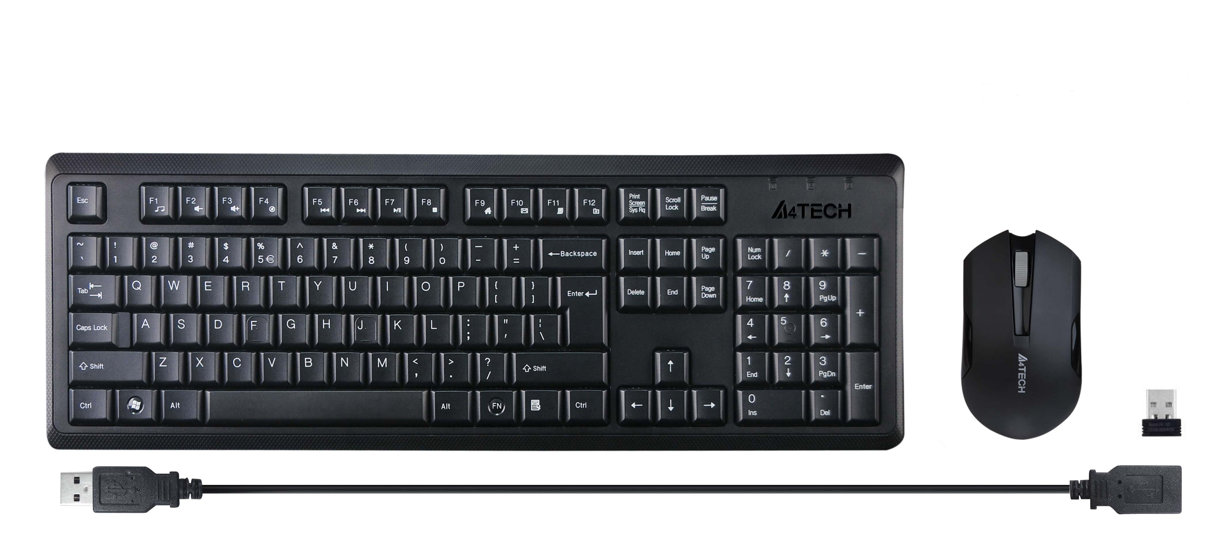 Комплект клавиатура и мишка A4tech 4200N, Безжичен, мишка V-track ...