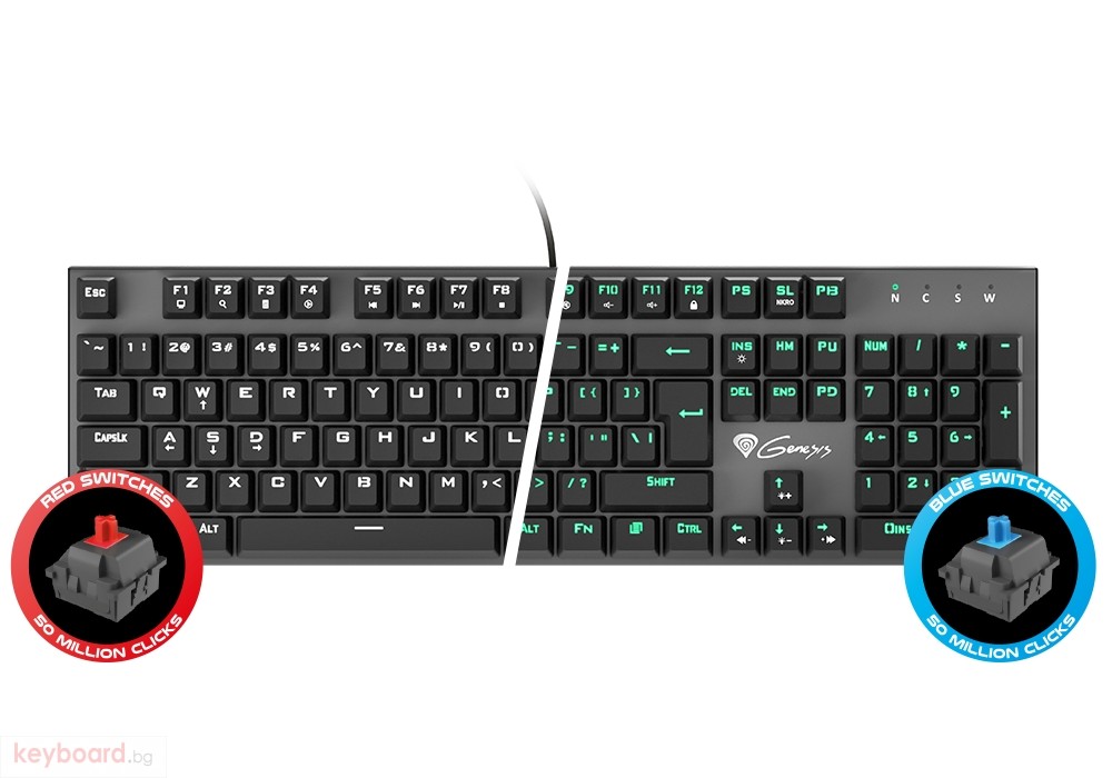 Клавиатура GENESIS Mechanical Gaming Keyboard Thor 300 White Backlight ...