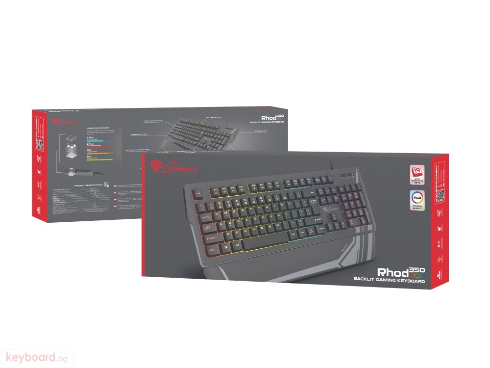 Клавиатура GENESIS Gaming Keyboard Rhod 350 RGB Backlight US Lauout